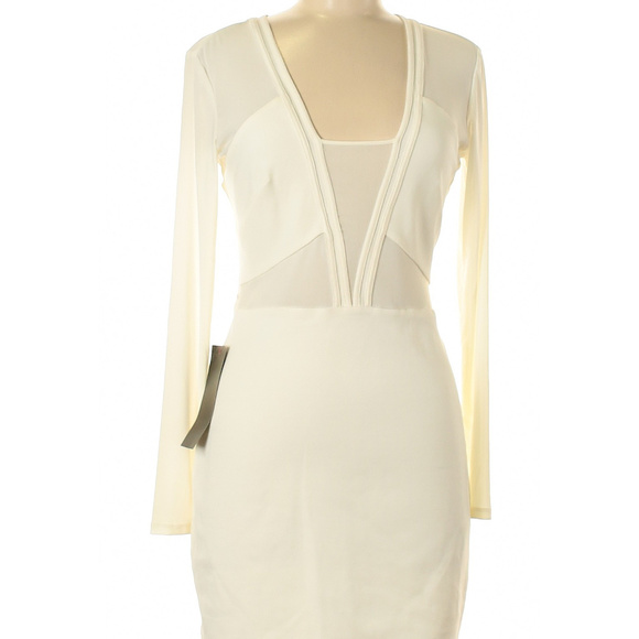 bebe | Dresses | Bebe Bodycon Silhoutte Mesh Deep V Dress M New Rare ...